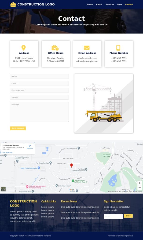 Contact – Construction Website Template