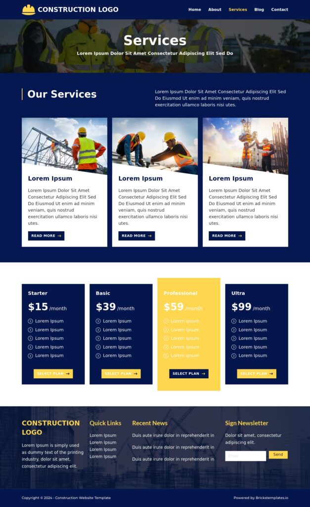 Services – Construction Website Template